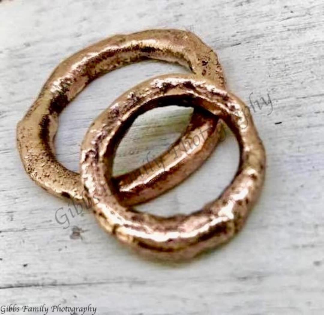 Rustic Bronze Wedding Ring Set: Stylish Matching Bands - Etsy