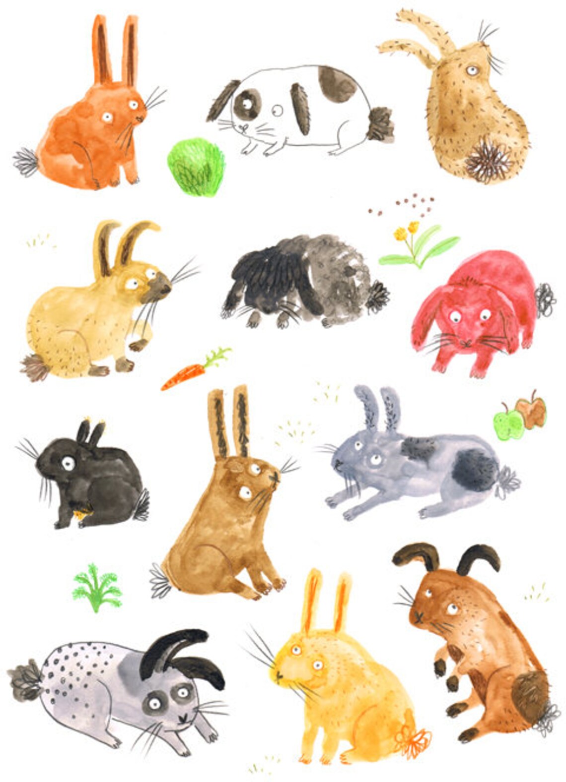 Rabbits Print A4 | Etsy