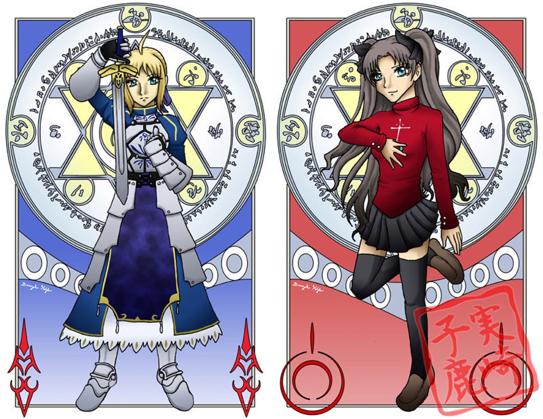 Saber and Rin Art Nouveau Prints - Etsy