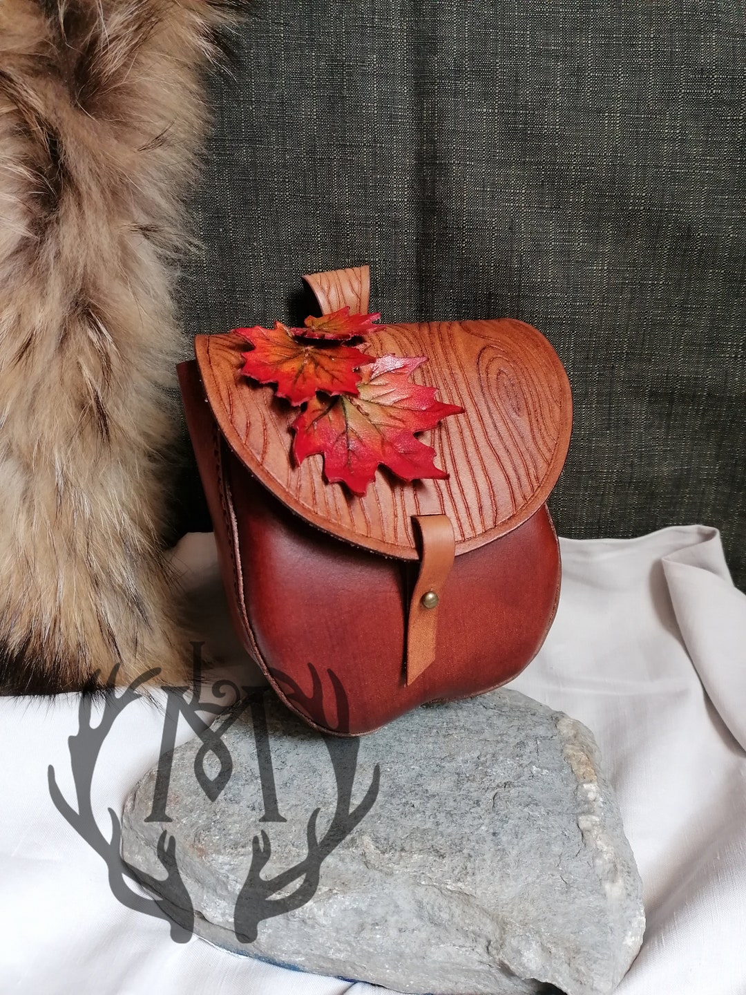 Red Maple, Handmade Leather Belt Pouch | Cottagecore, Fairy, Elf ...