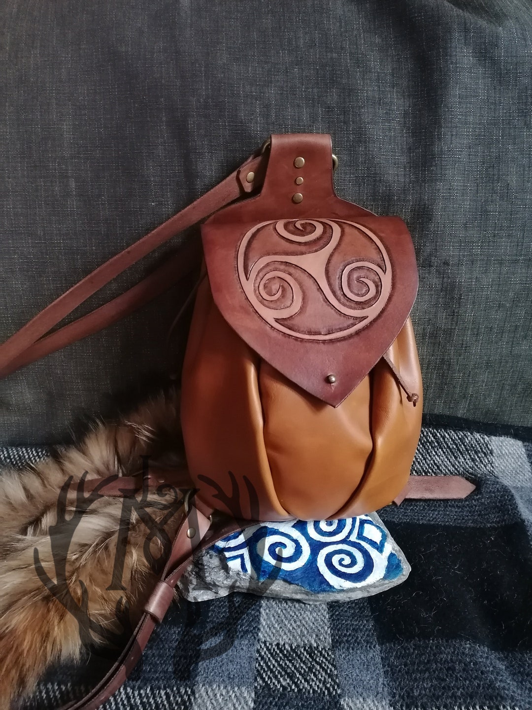 Small Backpack in Genuine Leather Triskell Celtic Fantasy Elvish Elven ...