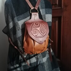 Small Backpack in Genuine Leather Triskell Celtic Fantasy Elvish Elven ...