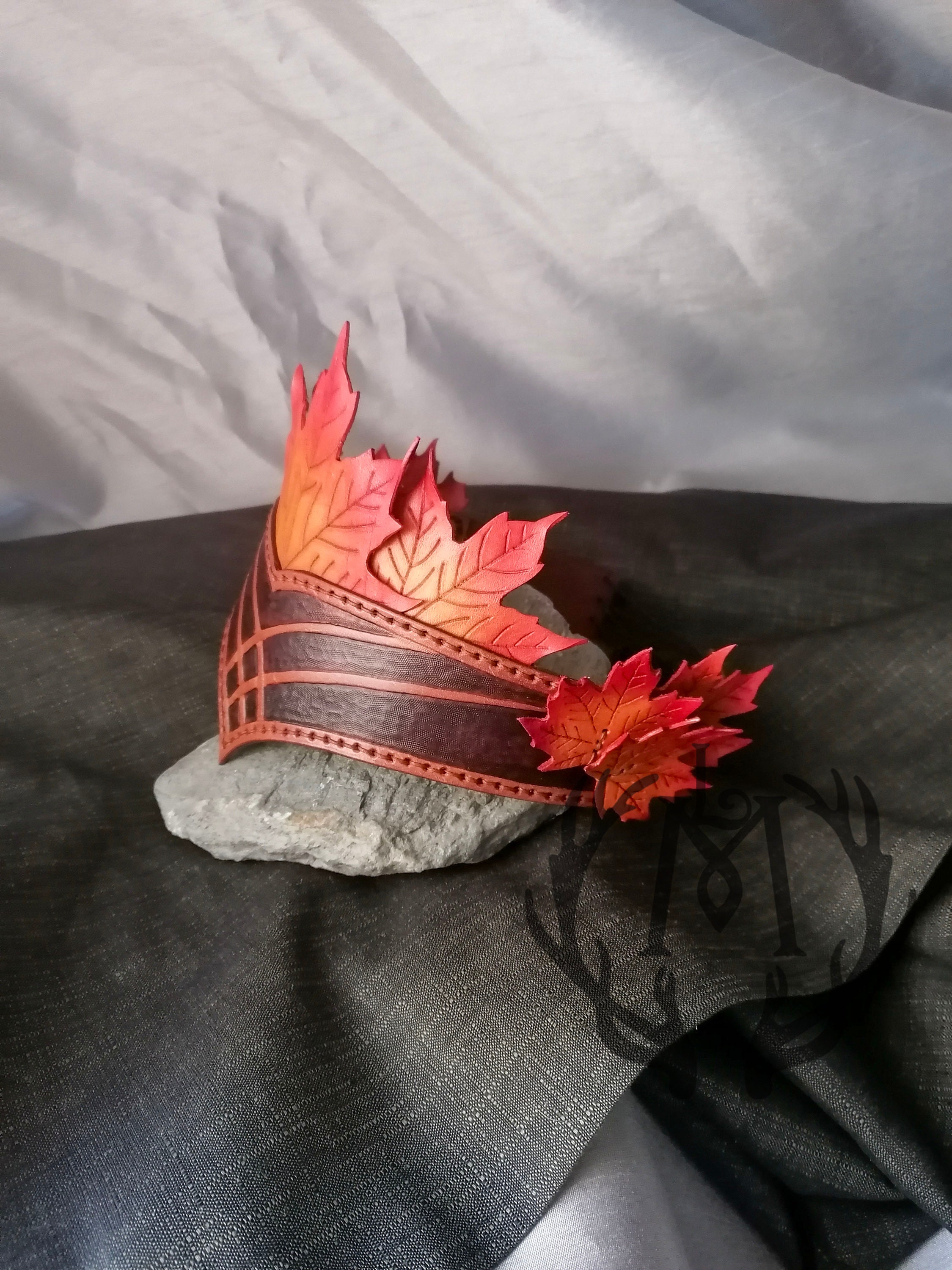 Crown of Maple Leaves in Real Leather, Helmet | Elf, Fairy, Nymph ...