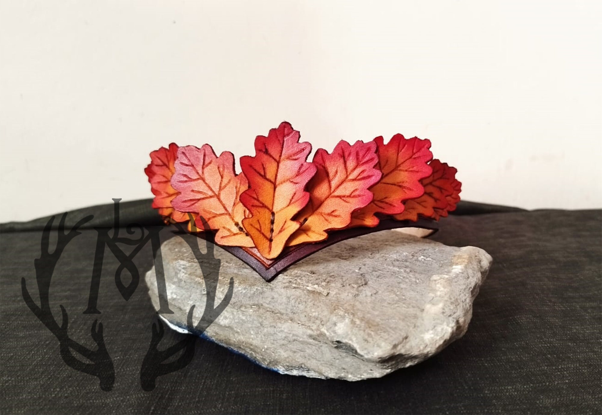 Leather Tiara Crown With Oak Leaves Elf Fairy Nymph Queen of the Forest ...