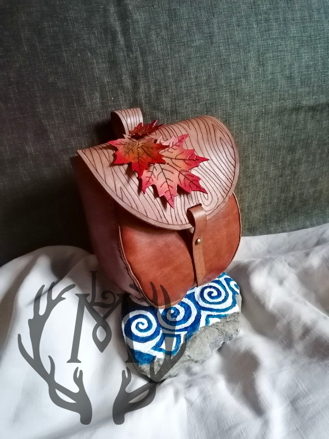 Red Maple, Medium Wood and Maple Belt Pouch in Handmade Leather ...