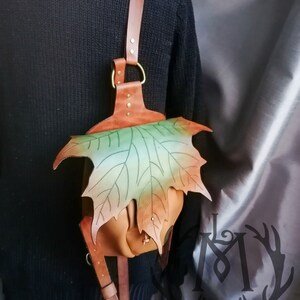 Small Backpack in Genuine Leather With Maple Leaf | Celtic Fantasy ...