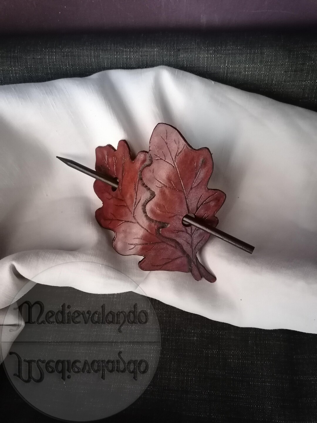 Double Oak Leaf Leather Hair Clip | Elf Fairy Druid Celtic Fantasy Sca ...