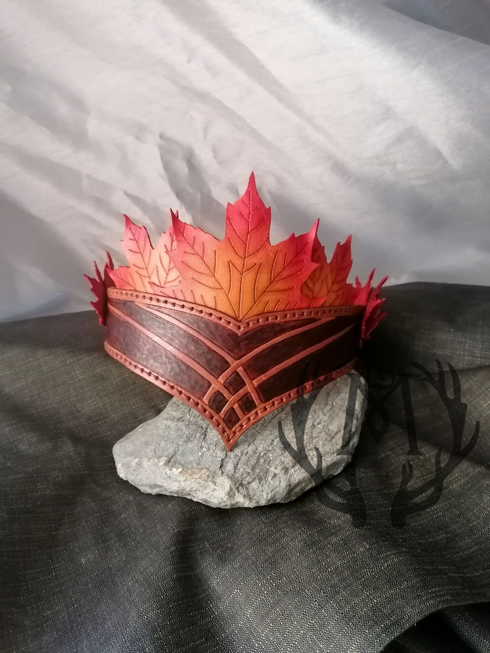 Crown of Maple Leaves in Real Leather, Helmet | Elf, Fairy, Nymph ...
