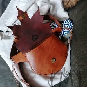 Leather Hip Bag Maple Leaf / Genuine Leather Belt Bag / Celtic Elven ...