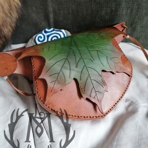 Leather Hip Bag Maple Leaf / Genuine Leather Belt Bag / Celtic Elven ...