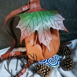 Small Backpack in Genuine Leather With Maple Leaf | Celtic Fantasy ...