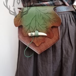 Oak Leaf Belt Pouch in Genuine Leather // Leather Belt Bag // Fantasy ...