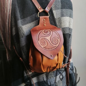 Small Backpack in Genuine Leather Triskell Celtic Fantasy Elvish Elven ...