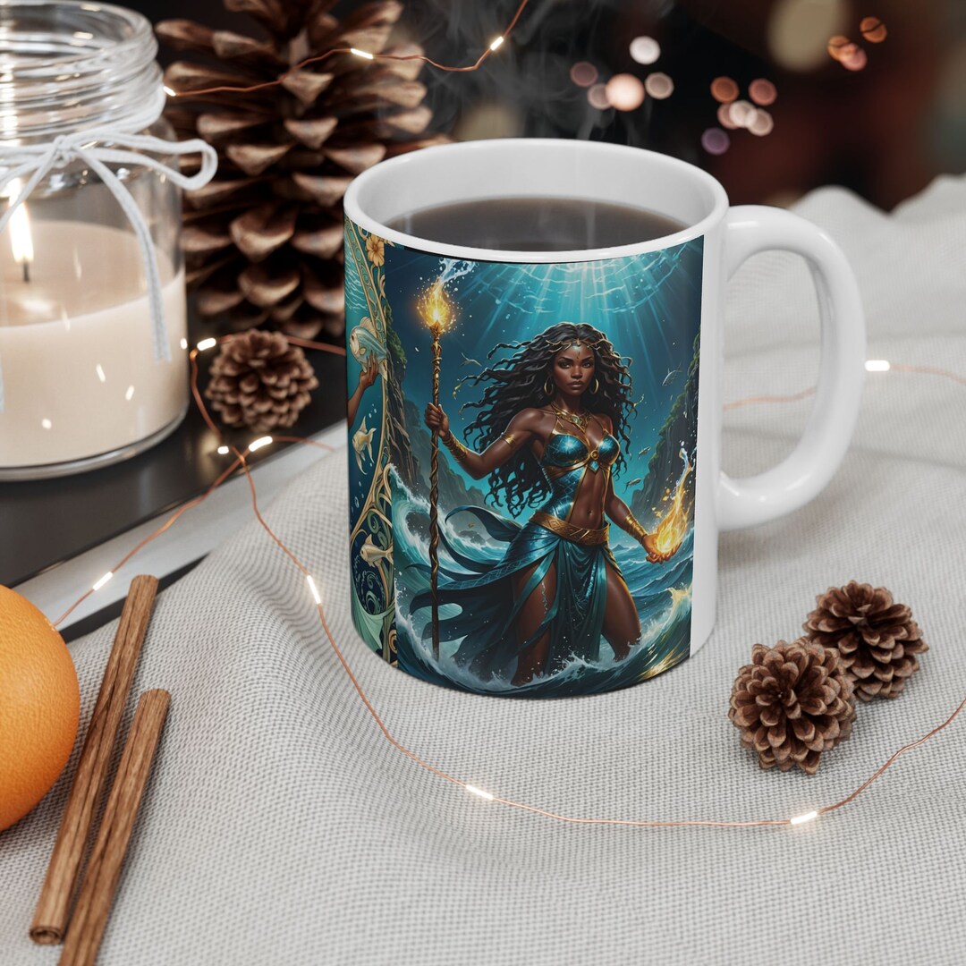 Mermaid Ceramic Mug, Magical Creature Tea Cup, Ocean Lover Coffee Mug ...