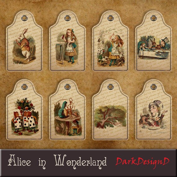 Digital Tags Alice in Wonderland– INSTANT DOWNLOAD, Image Graphic ...