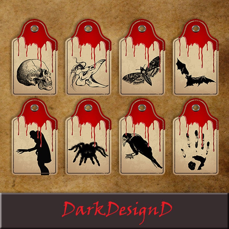 Digital Tags Horror Gothic– INSTANT DOWNLOAD, Image Graphic Gothic Clip ...