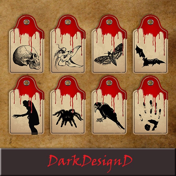 Digital Tags Horror Gothic– INSTANT DOWNLOAD, Image Graphic Gothic Clip ...