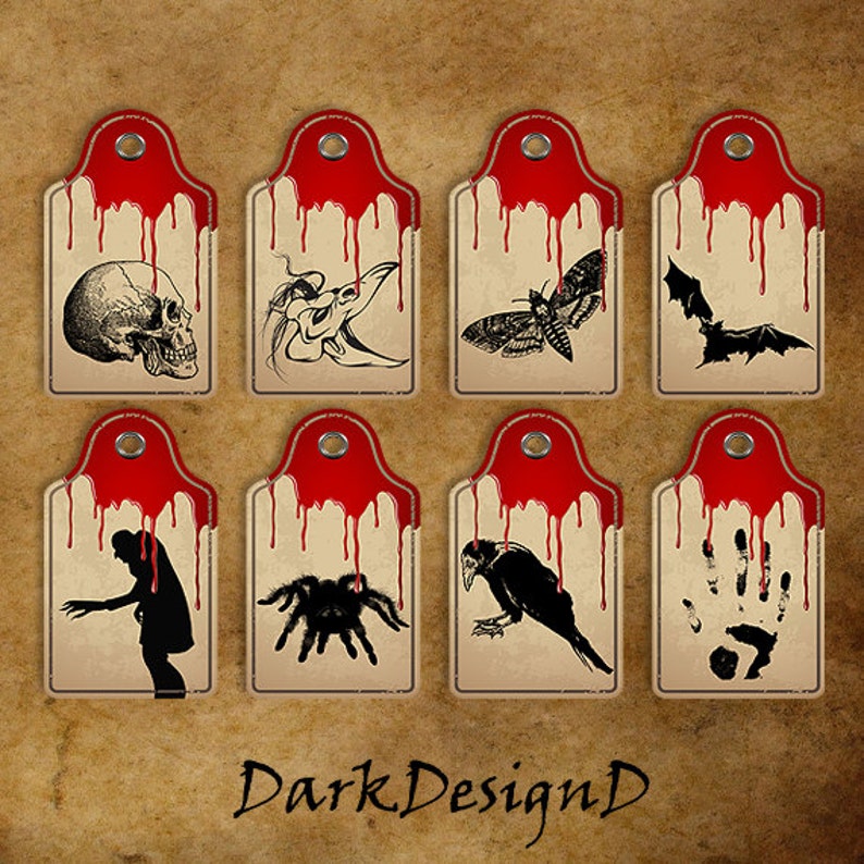 Digital Tags Horror Gothic– INSTANT DOWNLOAD, Image Graphic Gothic Clip ...