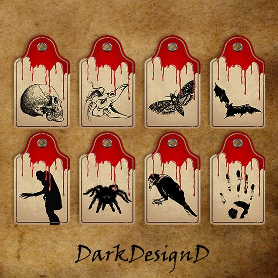 Digital Tags Horror Gothic– INSTANT DOWNLOAD, Image Graphic Gothic Clip ...