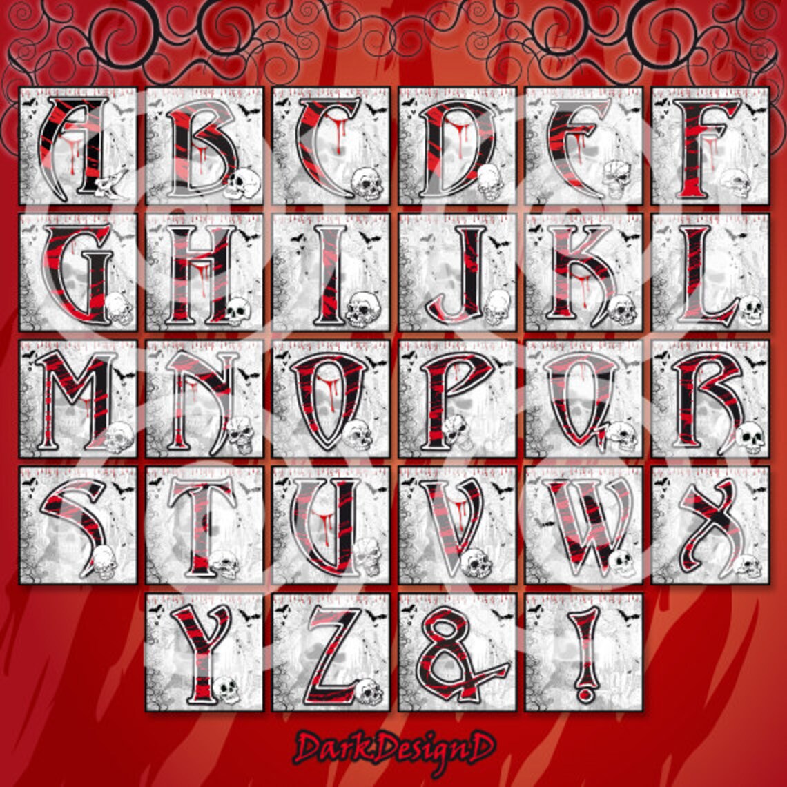 Gothic Alphabet – Abcs INSTANT DOWNLOAD, Image Graphic Gothic Clip Art ...