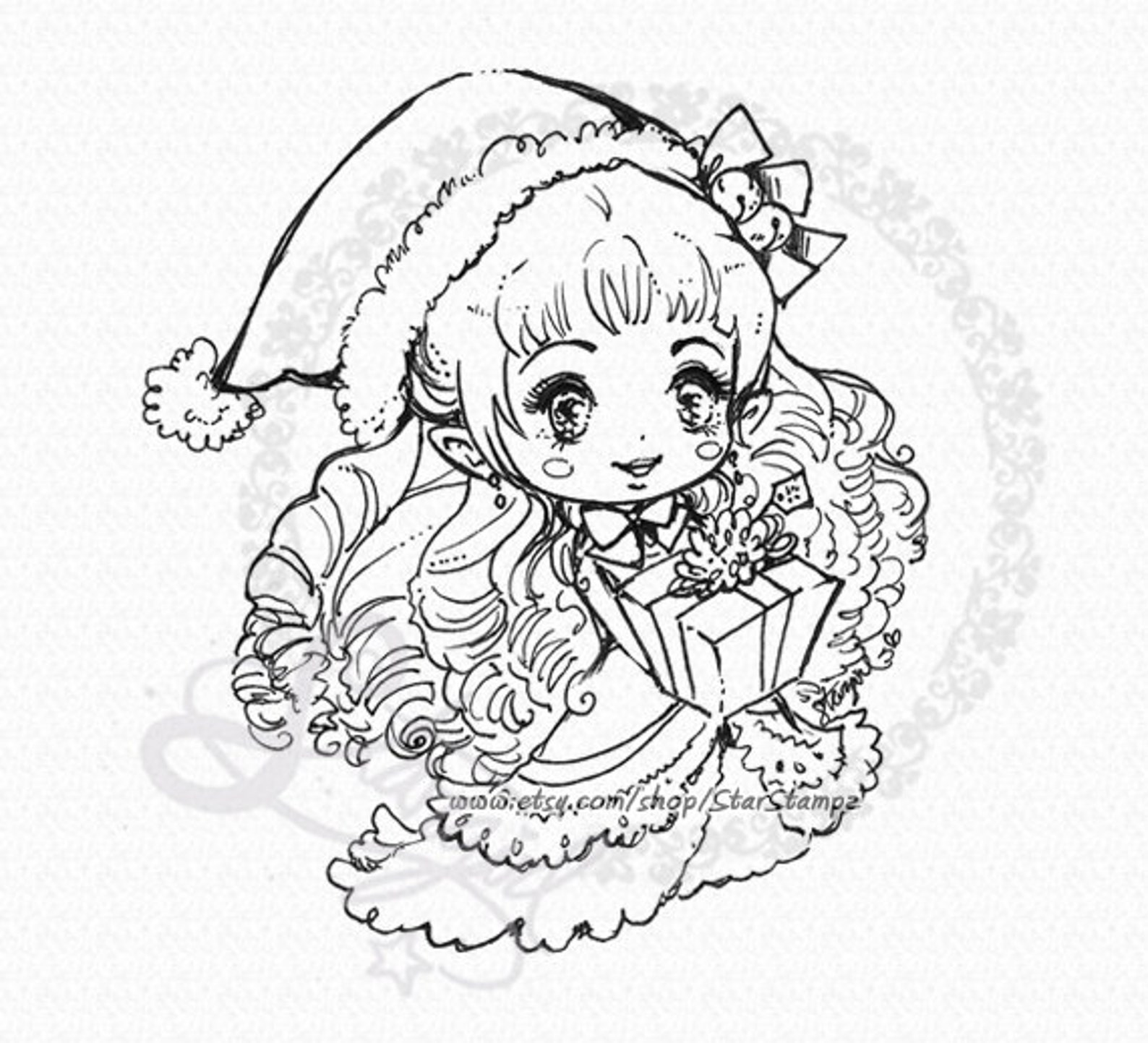 Christmas Elf - DIGITAL STAMP Instant Download for Coloring or Crafts ...
