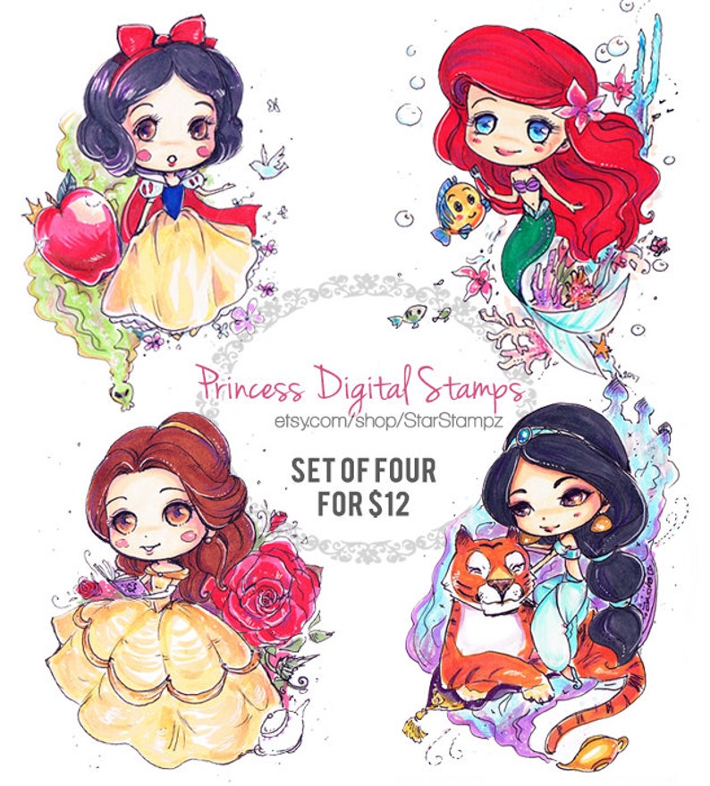 Princesses Collection DIGITAL STAMPS Line Art Instant Download - Etsy
