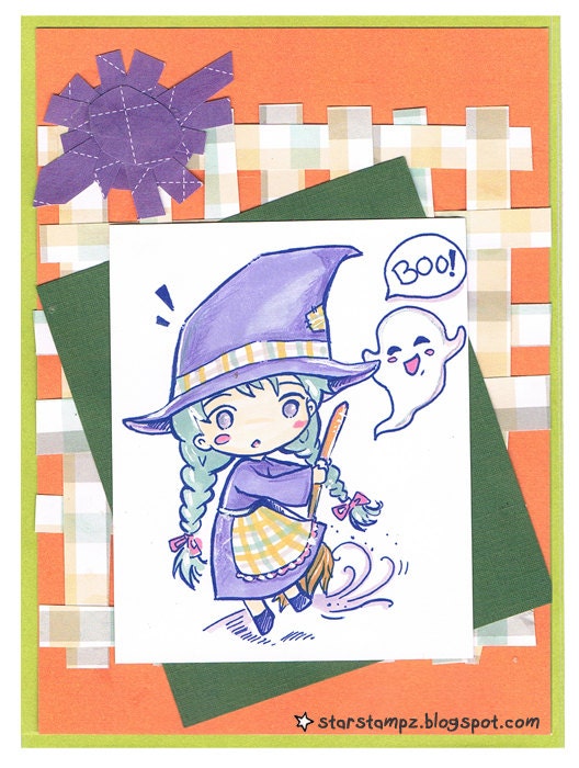 Little Halloween Witch - DIGITAL STAMP Instant Download for Cards ...
