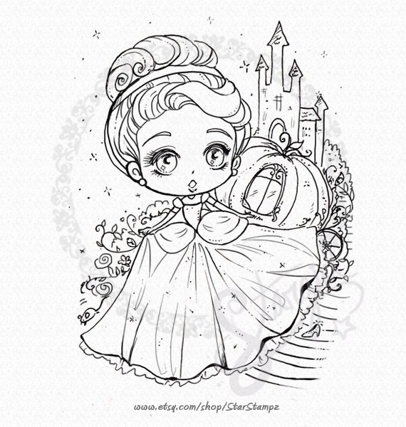 Cinderella DIGITAL STAMP Instant Download - Etsy