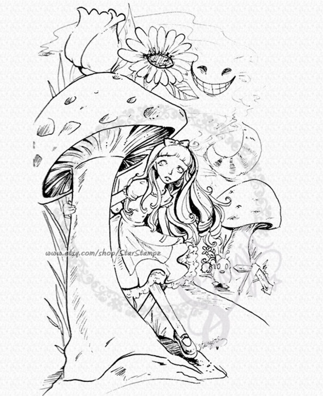 Alice in Wonderland - DIGITAL STAMP Instant Download for Cards & Crafts ...
