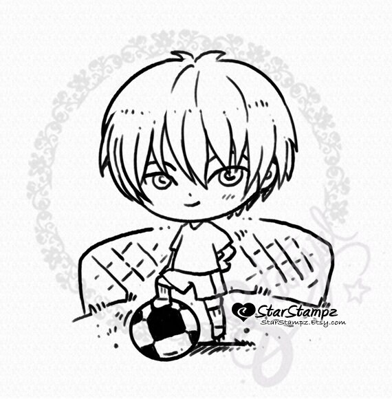 Football Soccer Boy DIGITAL STAMP Instant Download | Etsy