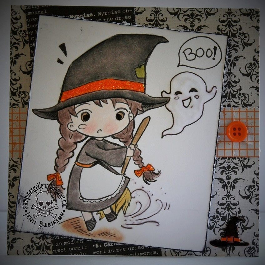 Little Halloween Witch DIGITAL STAMP Instant Download for Cards ...