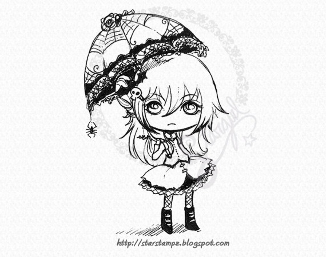 Goth Girl - DIGITAL STAMP Instant Download for Cards & Crafts - Etsy
