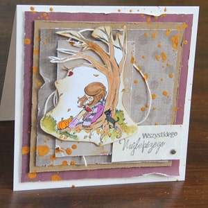 Autumn Fall Girl Reading DIGITAL STAMP Instant Download - Etsy