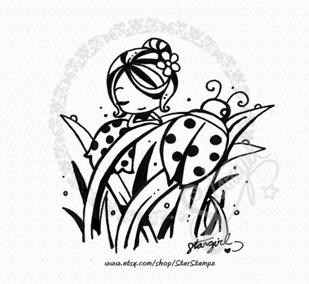 Spring Ladybug DIGITAL STAMP Instant Download - Etsy