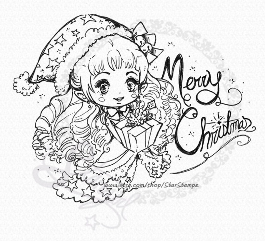 Christmas Elf - DIGITAL STAMP Instant Download for Coloring or Crafts ...