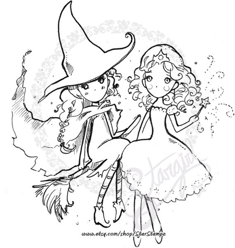 Wicked Elphaba and Glinda - DIGITAL STAMP Instant Download - Etsy