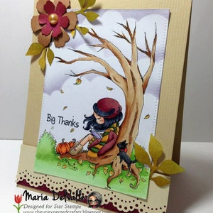 Autumn Fall Girl Reading DIGITAL STAMP Instant Download - Etsy