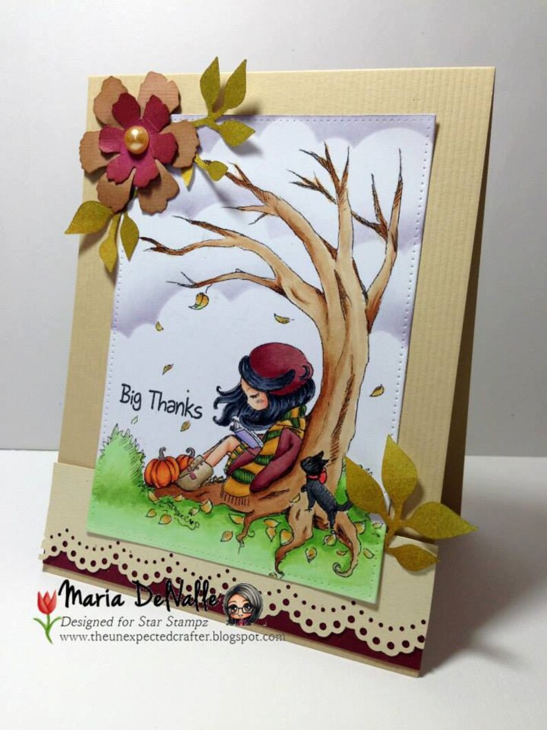 Autumn Fall Girl Reading DIGITAL STAMP Instant Download - Etsy UK