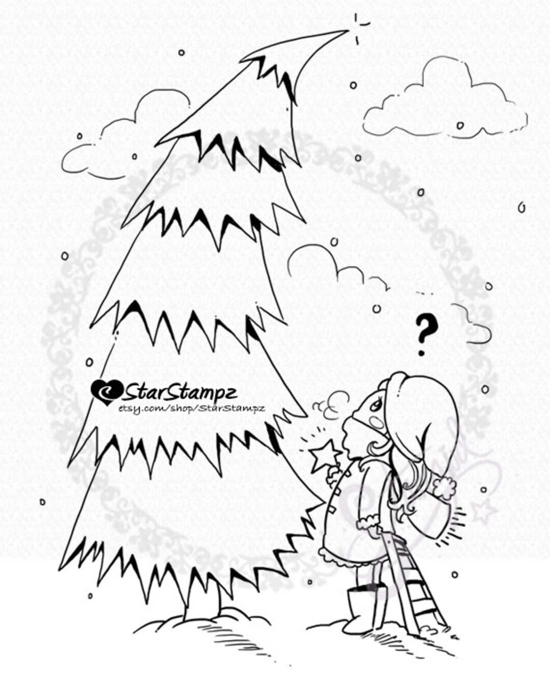 Christmas Star - DIGITAL STAMP Instant Download for Coloring or Crafts ...