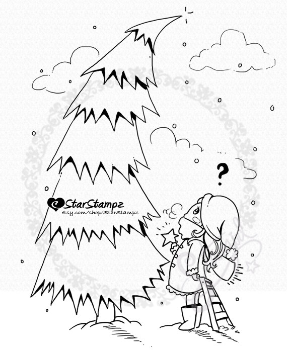 Christmas Star - DIGITAL STAMP Instant Download for Coloring or Crafts ...