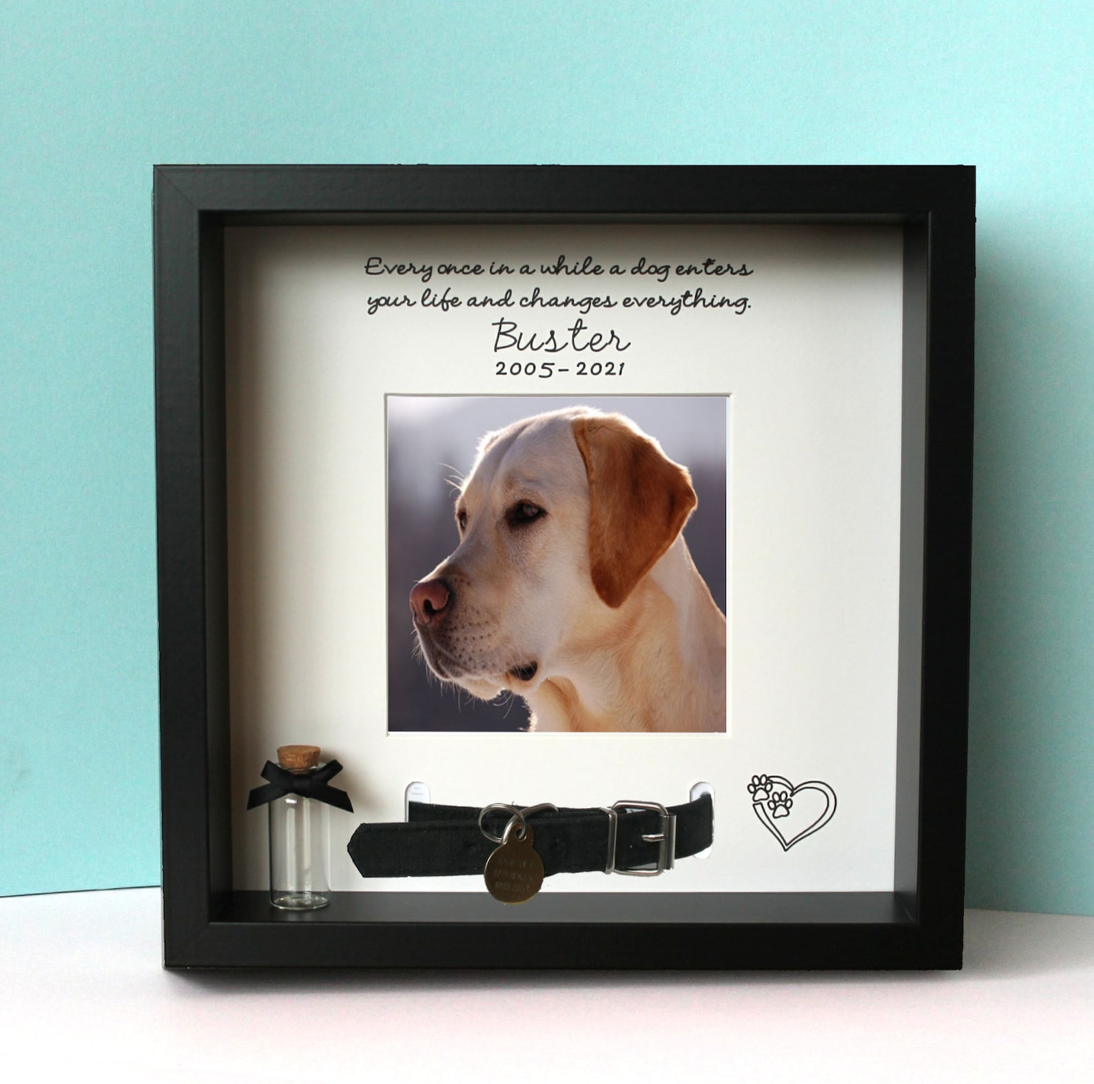 Personalised Pet Loss Memorial Photo Frame for Dog Cat Collar | Etsy