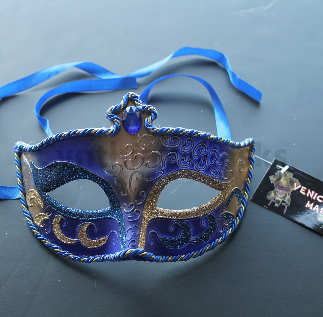 Royal Blue Pvc Venetian Masquerade Mask for Wedding Dancing Parties ...