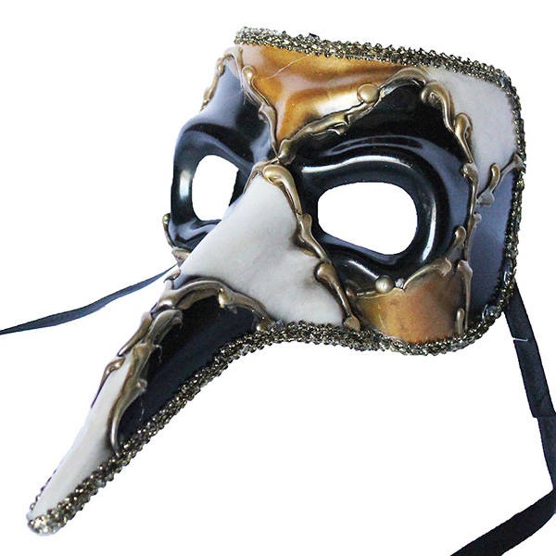 Black Venetian Long Nose Mask Masquerade Ball Prom Party Mardi Gras ...