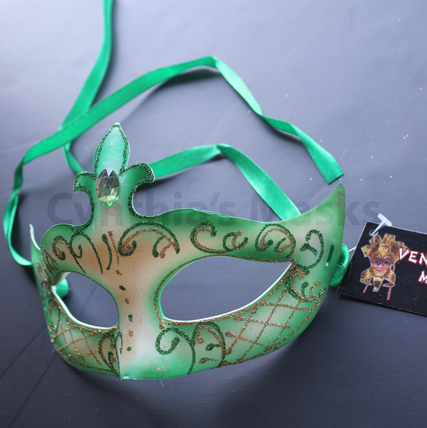 Green Pretty Princess Venetian Masquerade Mask for Dancing | Etsy