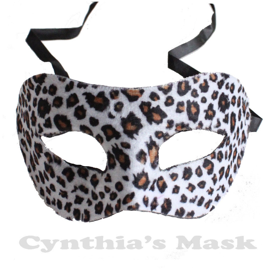 Animal Print Eye Mask Masquerade Snow Leopard/white Costume Party Prom ...
