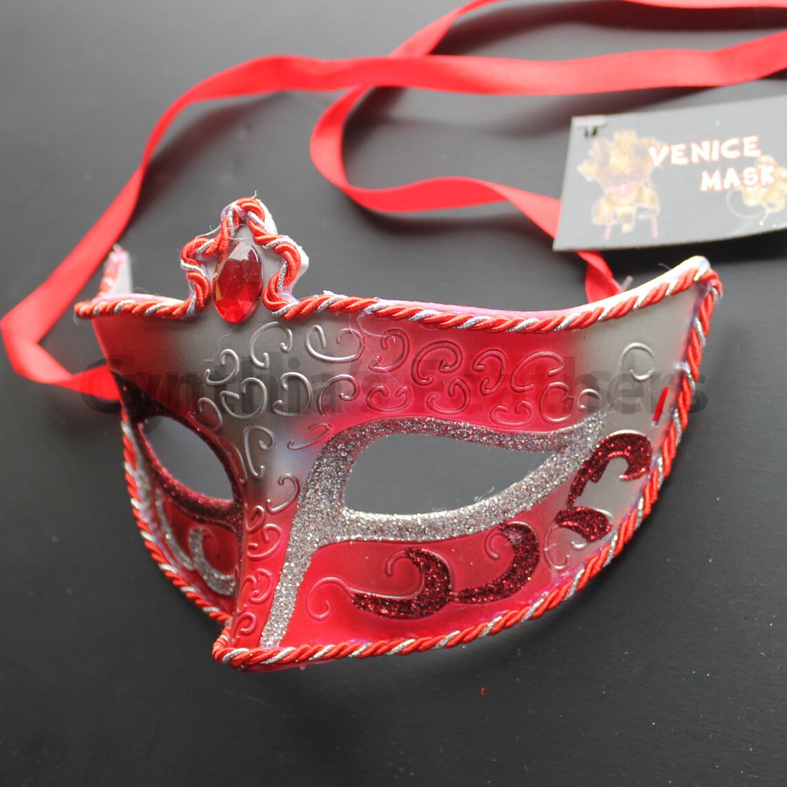 Red Pvc Venetian Masquerade Mask for Wedding Dancing Parties Home Decor ...