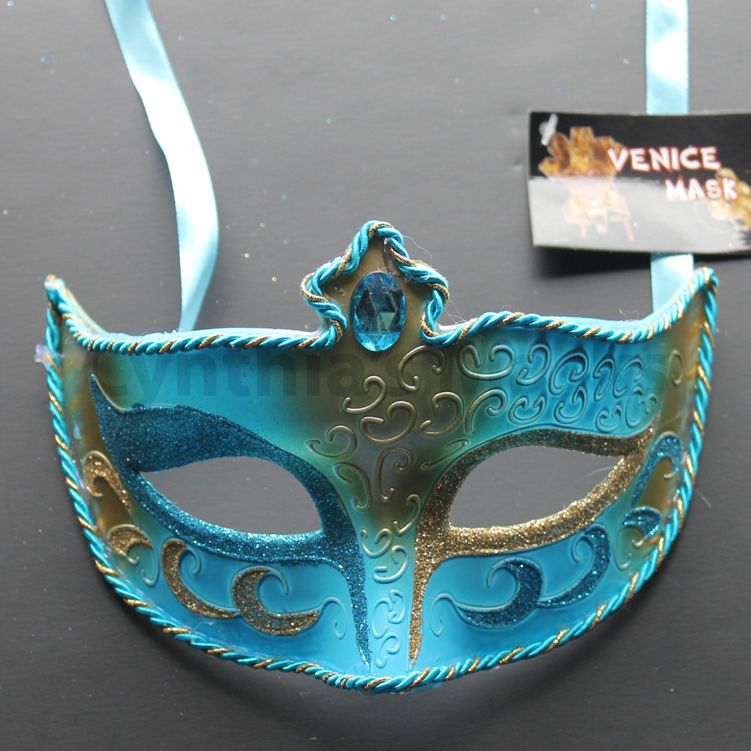 Aqua Pvc Venetian Masquerade Mask for Wedding Dancing Parties Home ...