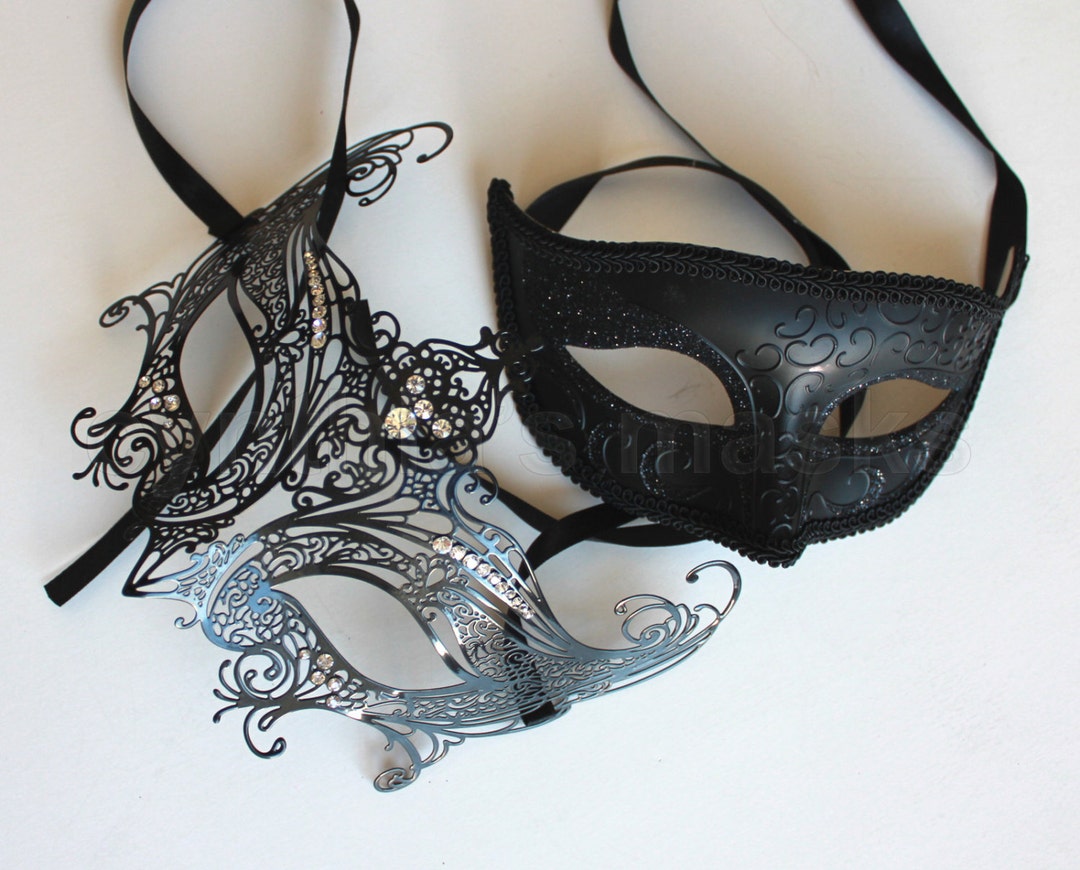 High Quality Pair of Male and Female Masquerade Masks Black Laser Cut ...