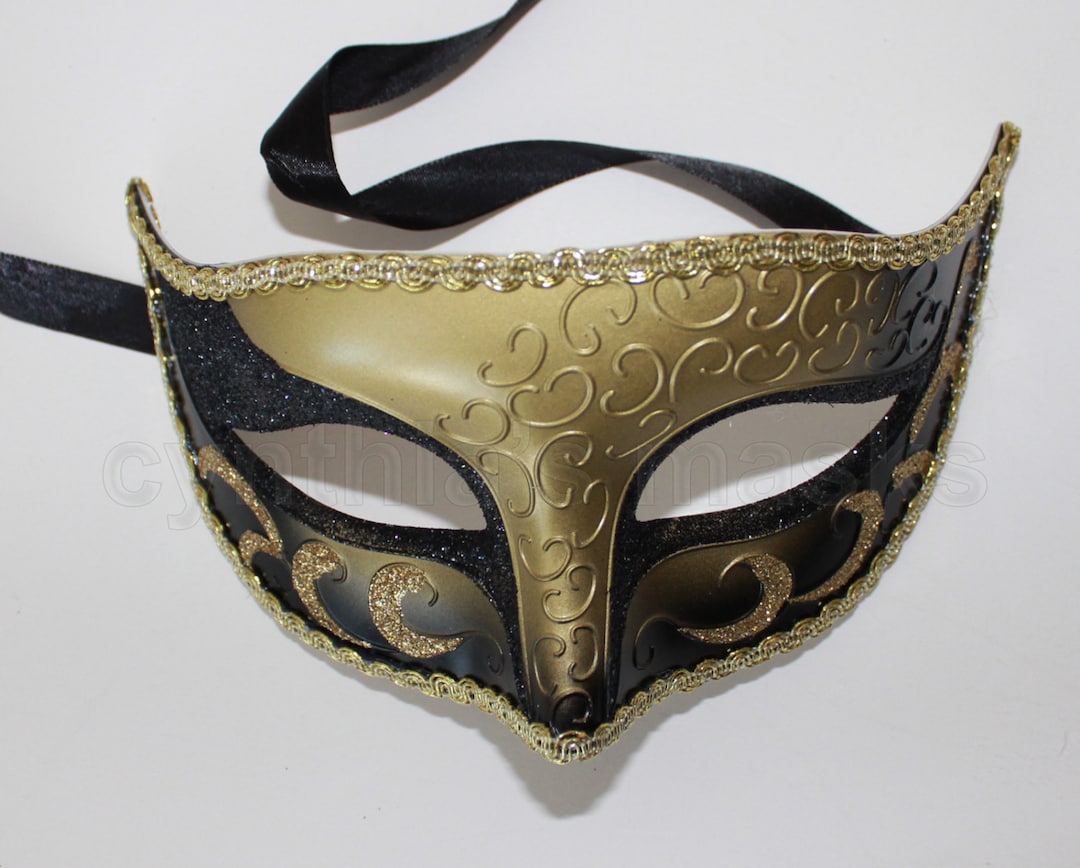 Black-gold Venetian Male Mask Masquerade for Wedding, Dancing, Parties ...