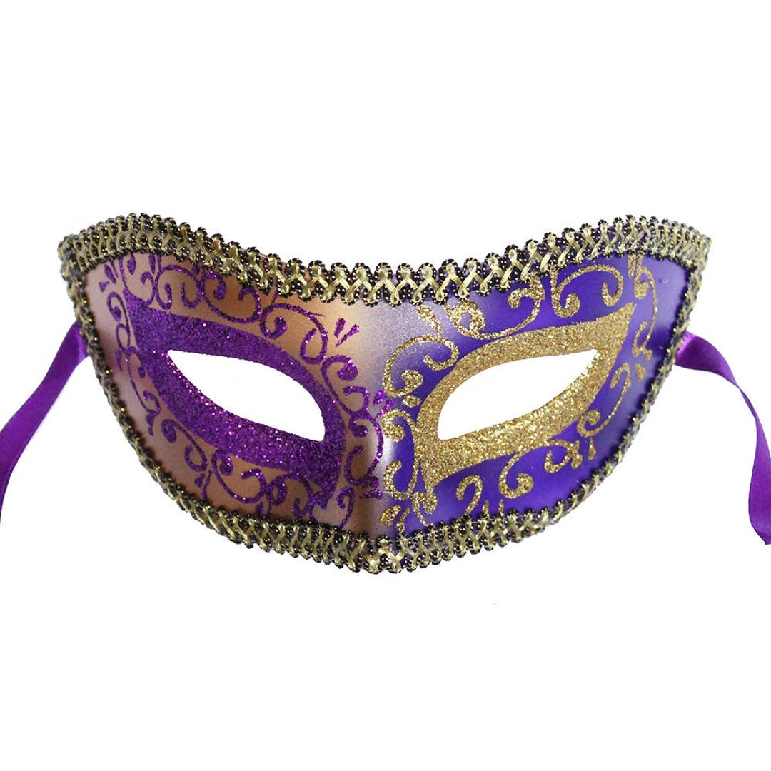 Purple Venetian Mask Masquerade Ball Prom Party Mardi Gras Halloween ...